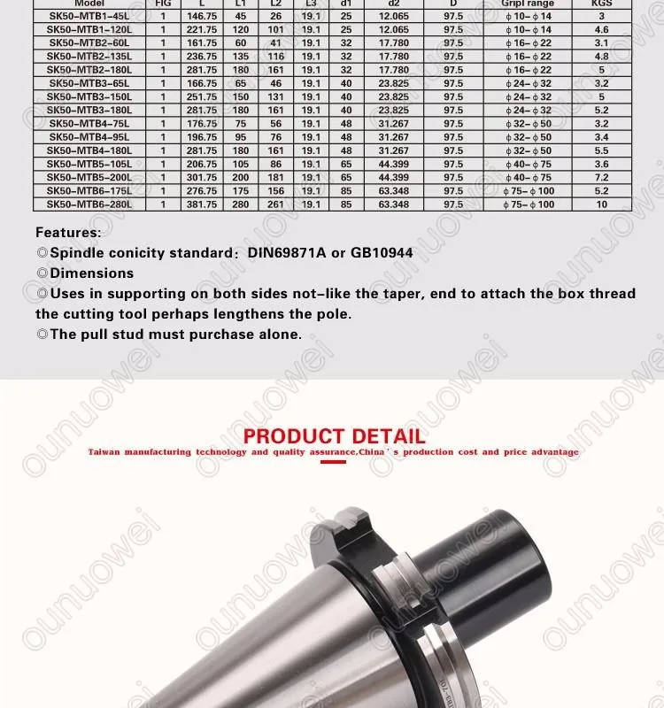 Cnc Machine Tool Holder Morse Taper With Treadadapter Sk30 Sk40 Sk50 ...