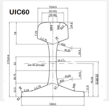 China Standard Rail UIC 60 - Heavy Steel Rail for Railways