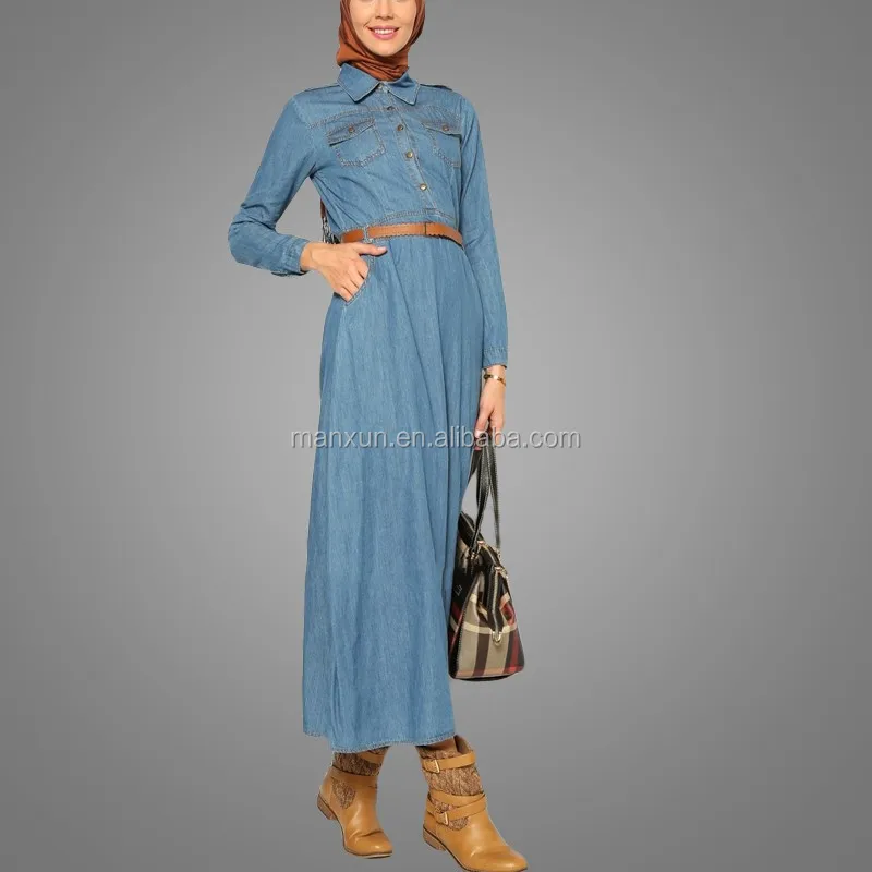 Beautiful Female Arabian Dress Belt Denim Islamic Robe For Girls ...