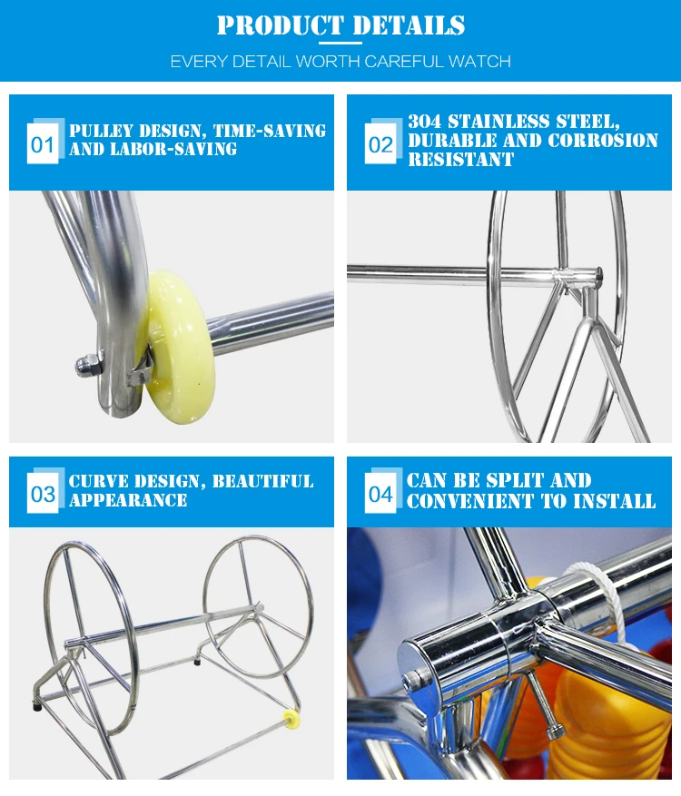 Stainless Steel Pool Lane Line Reel - Durable & Efficient