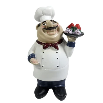 Resin Cooking Chef With Fruits Figurine Chef Statue Kitchen Restaurant ...