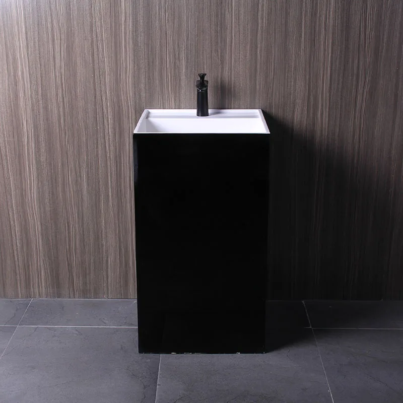 Casin White Solid Surface Stone Wash Basin - Free Standing