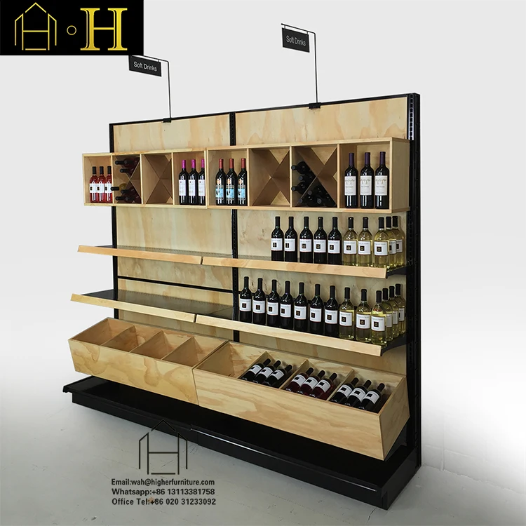 Wine Wall Rack Wooden Wine Furniture Counter Display Wine Retail Kiosk ...