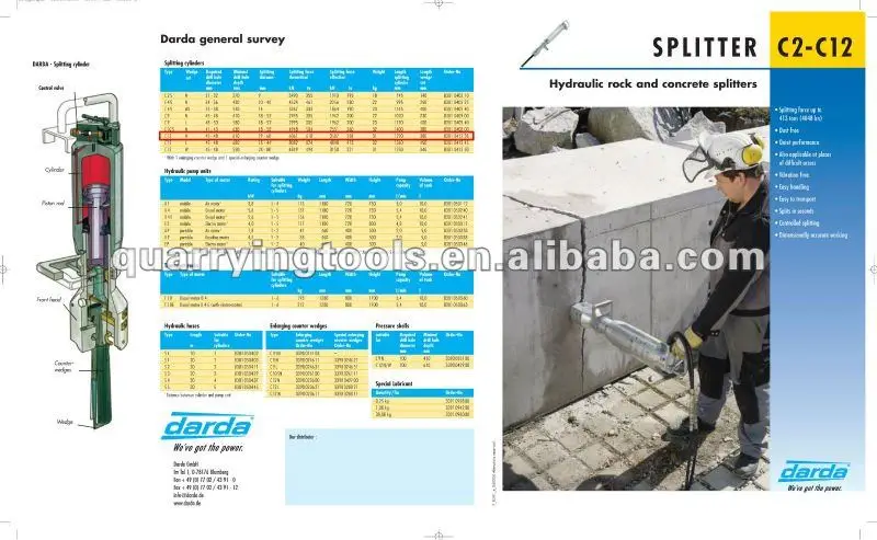 Darda hydraulic rock splitter cylinder C12(N) with diesel engine ...