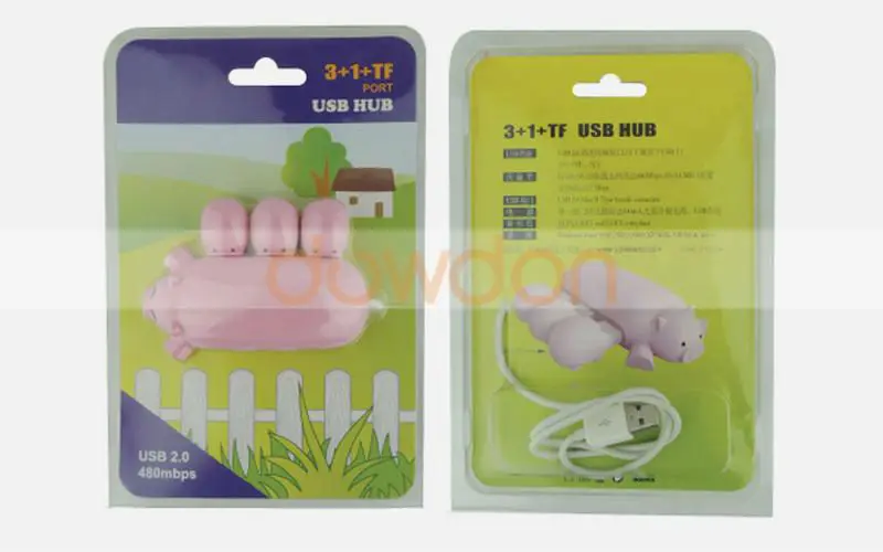 Pig Hub USB2.0 - Cute Gift with 3 USB Ports & TF Card