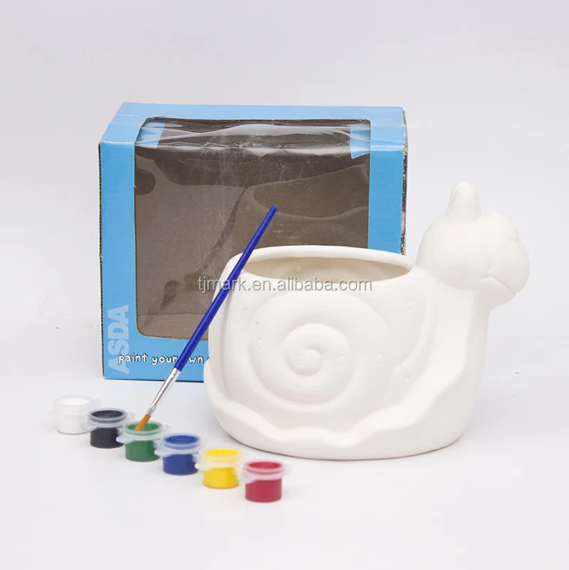Ceramic Painting For Kids Unpainted Ceramics Snail Flower Pot - Buy Diy ...