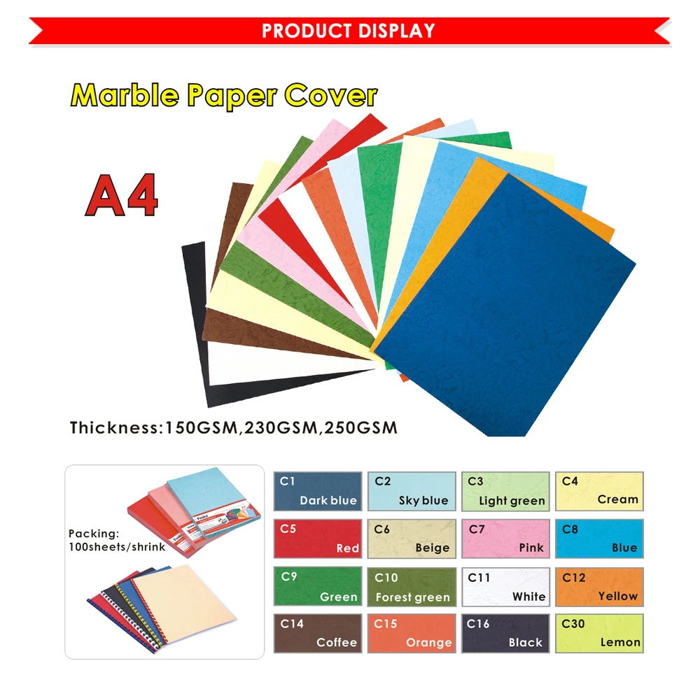 Foska Hot Sale A4 Marble Paper Cover 210gsm for School