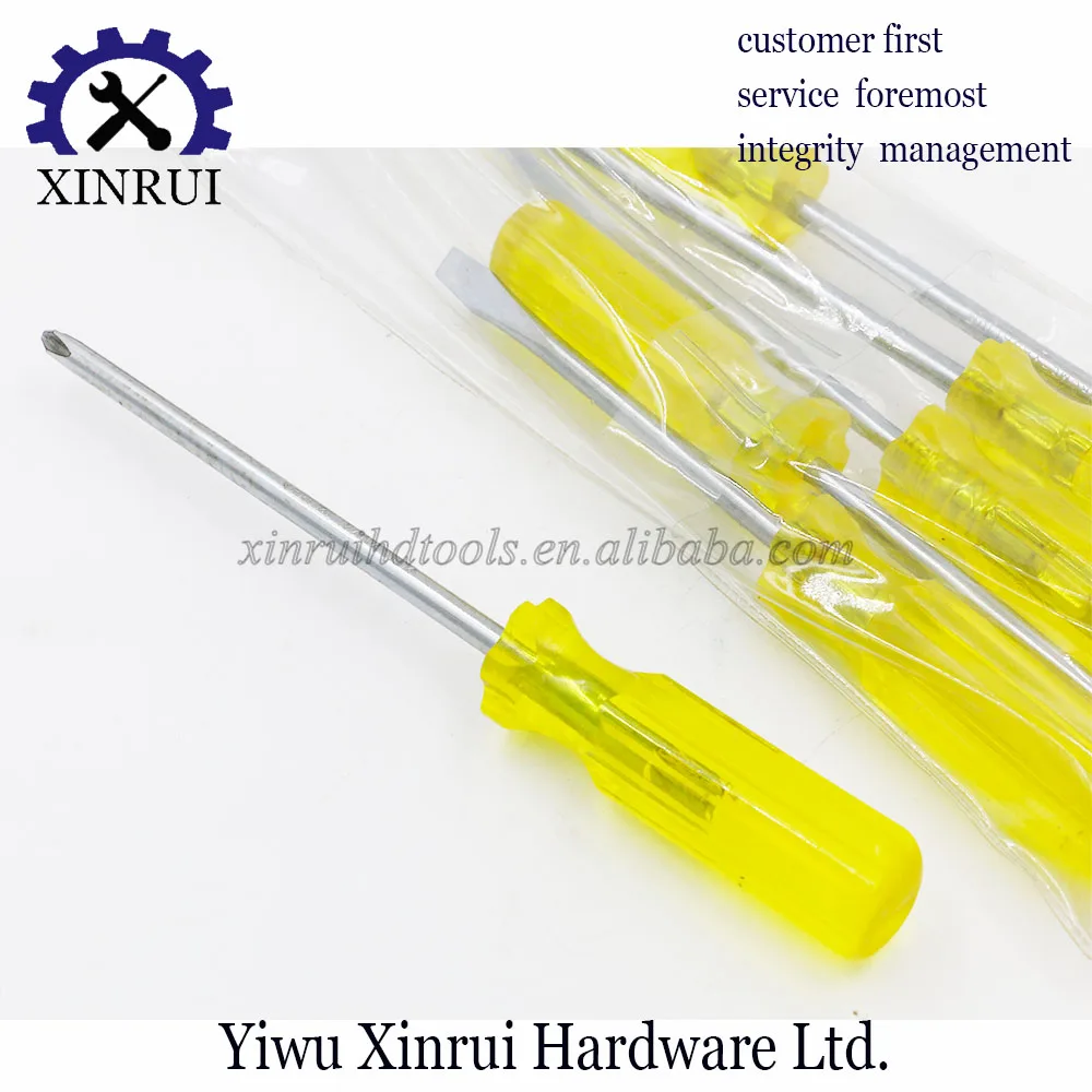 6pc Transparent Yellow Handle Screwdriver Set for Removing Screw