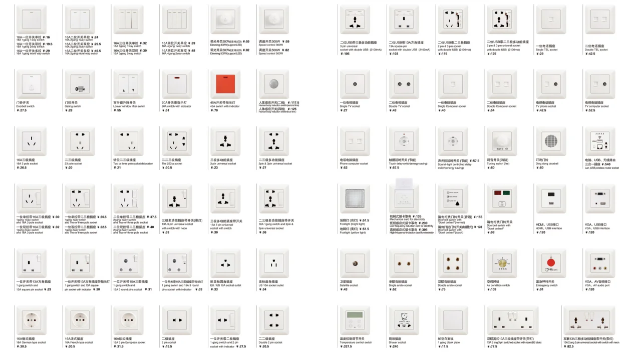 Multifunctional 2 Gang 13a 3 Pin Power Socket Universal Electrical ...