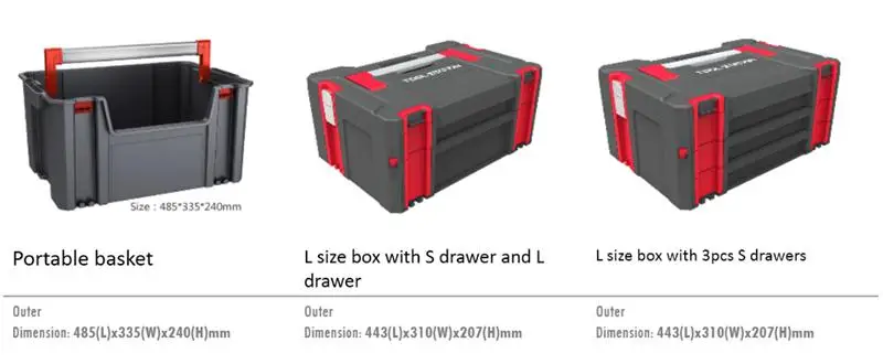 Vertak Mechanic Modular Abs Plastic Toolbox With Small Middle And Large ...