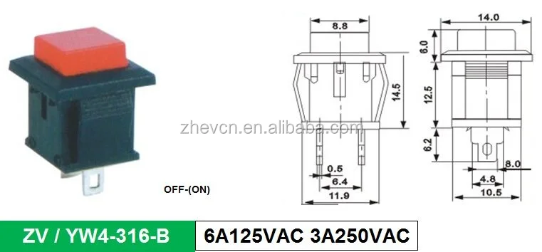 Pbs-15b Normal Open 14x14mm 15c Close Small Push Button Switch With ...