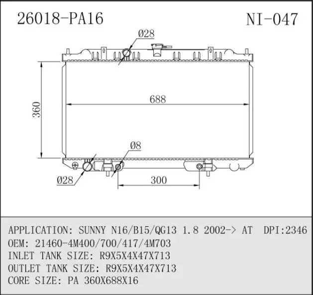 Auto Radiator With Plastic Tanks For Nissan - Buy Auto Radiator Pa66 ...