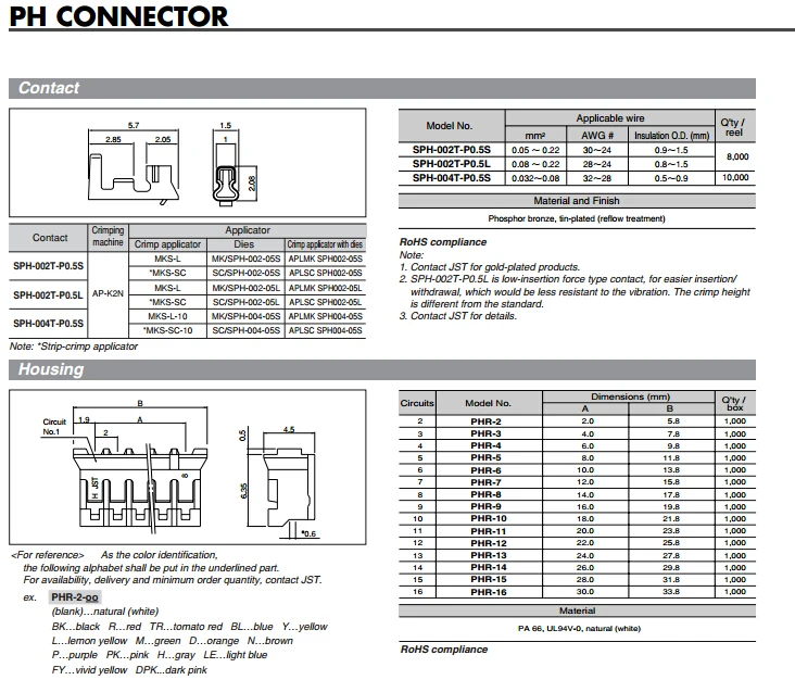 Jst Connector 2.0mm Pitch Wire To Board Connector Ph Series 9 Pin Black ...