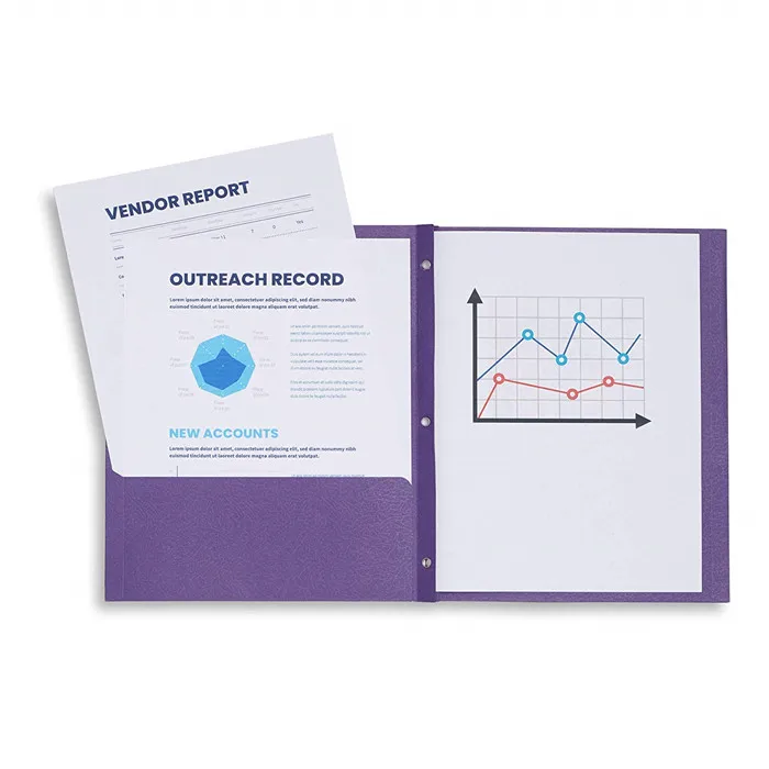 Hot Sale 3 Prongs File Folder Two Pocket Folders With Prongs Designed ...