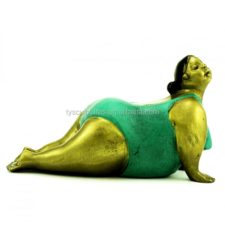 Bronze Yoga Fat Lady - Garden Ornament by Tengyun Casting