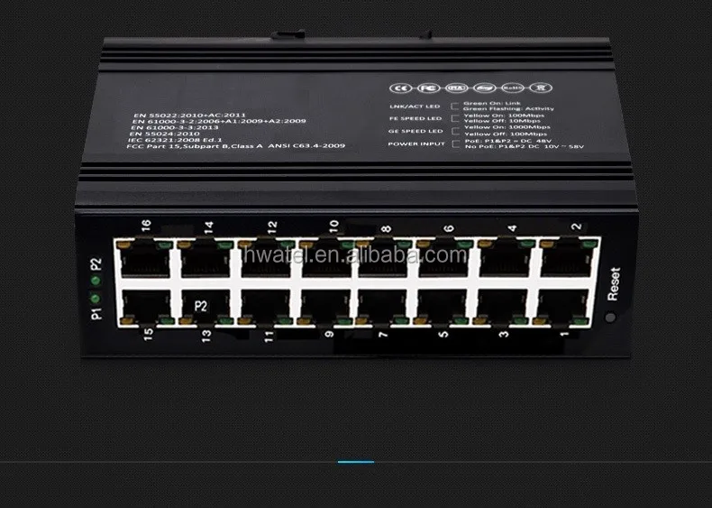 16 Port Gigabit Unmanaged Industrial Ethernet Network Switch Ip40 Din ...