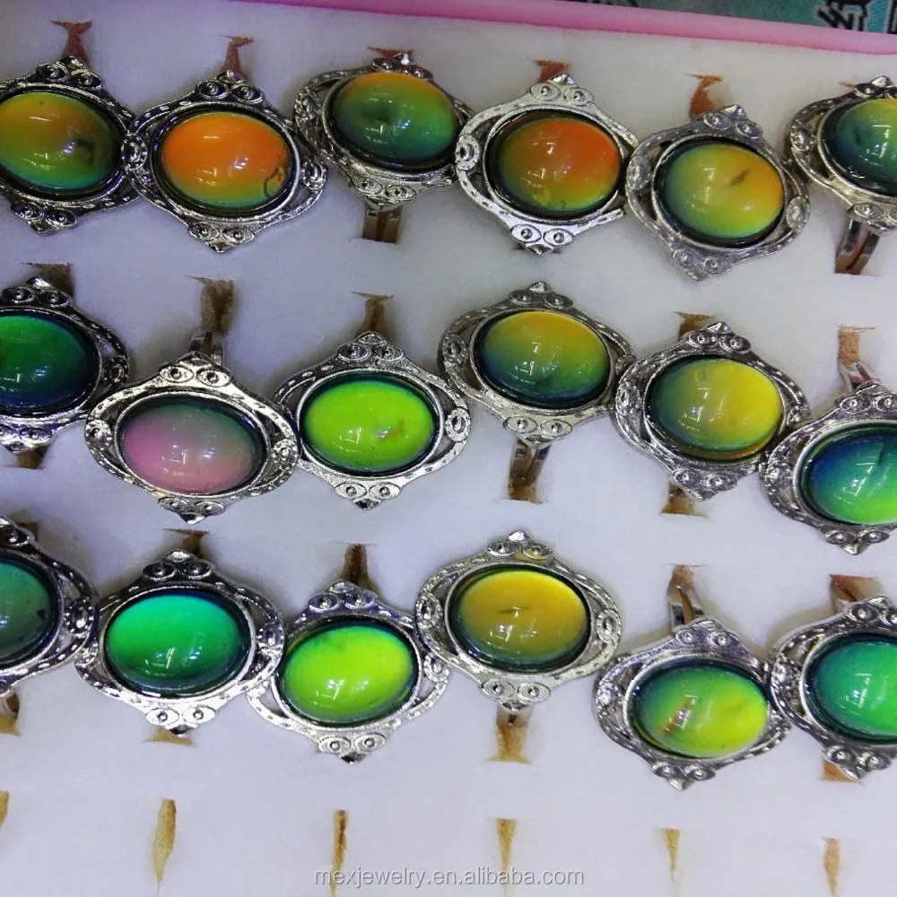 Boho Adjustable Oval Color Change Mood Ring Emotion Feeling Changeable ...
