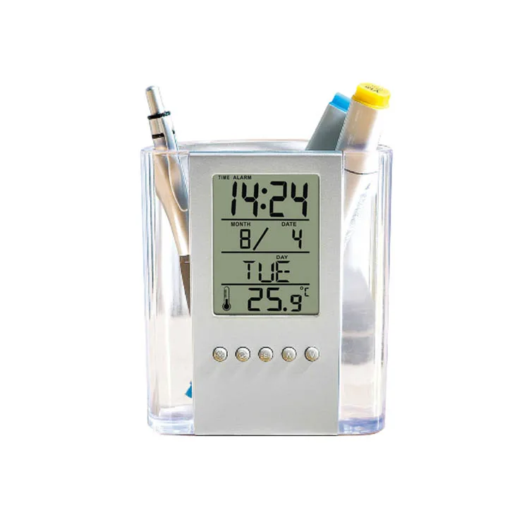 Acrylic Study Table Clock With Penholder Kids Pen With Clock - Buy Kids ...