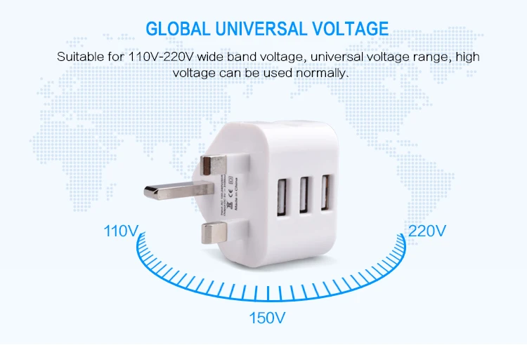 Britain Type 5v 3a Usb Charger Adapter Uk Plug 3 Usb Port Wall Charger ...