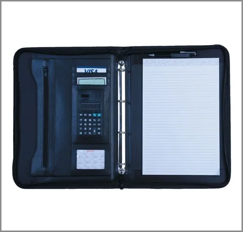 Customized Pu Leather A4 Zippered Compendium Folders - Buy Compendium ...