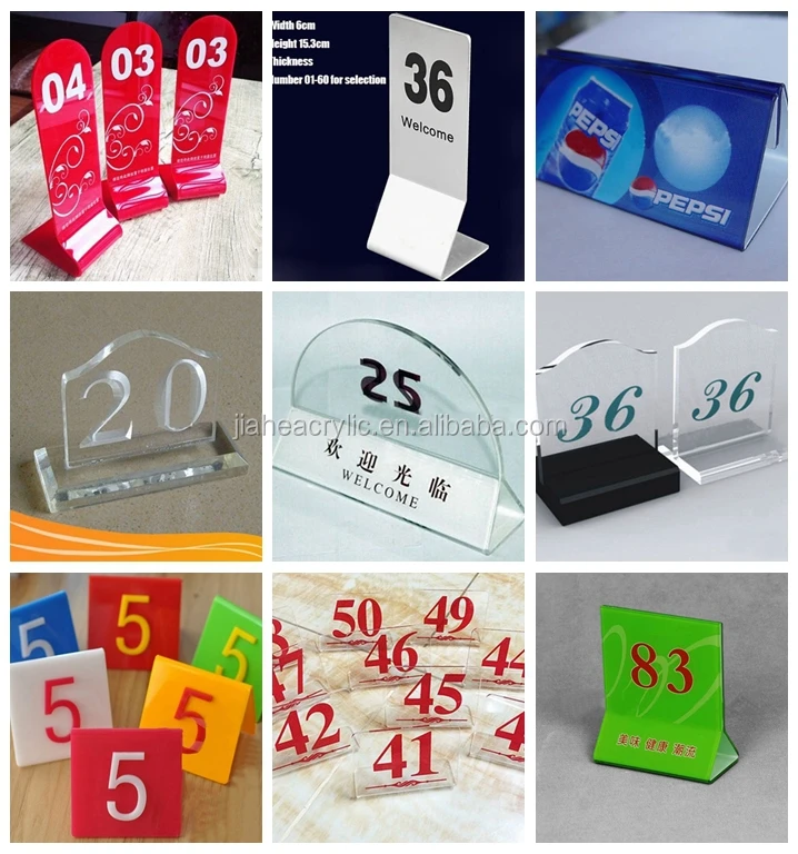 Black Acrylic Table Number Display Plexiglass V Shape Restaurant Number ...