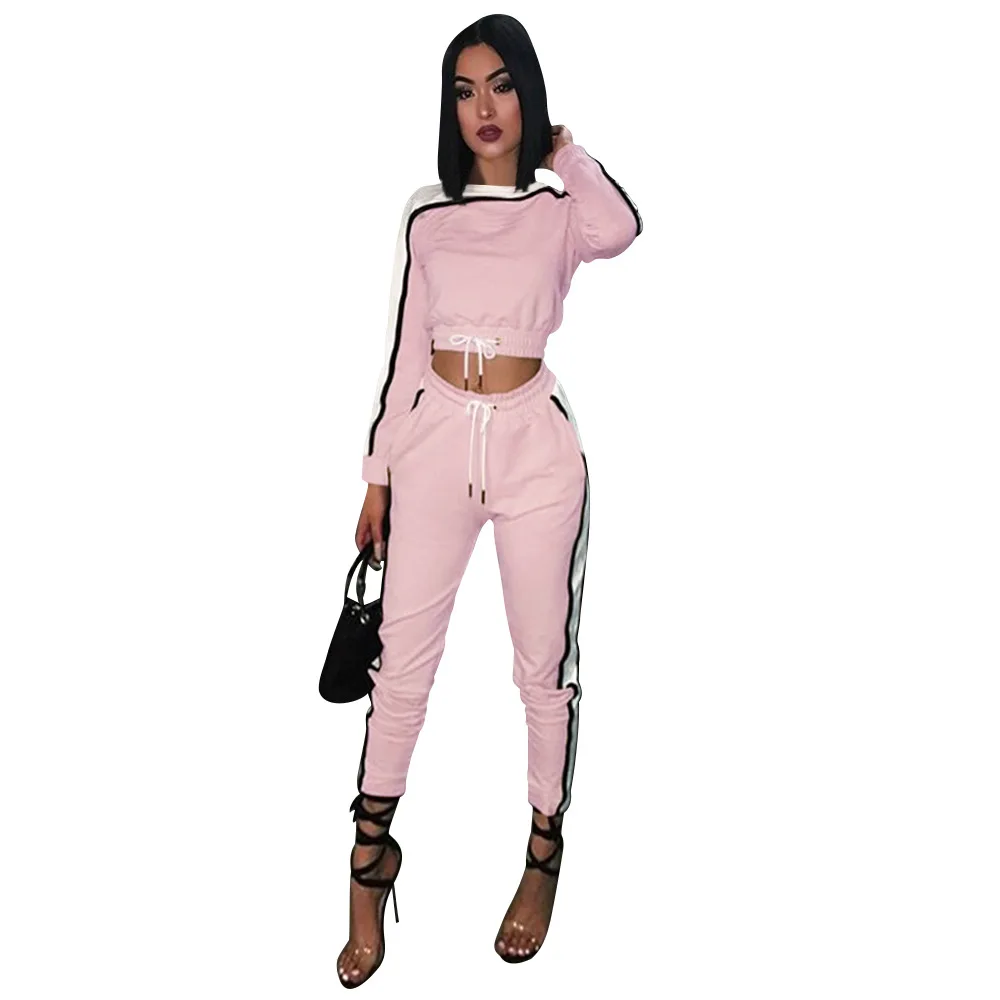 Streetwear Track Suit For Women Sexy Fashion Patchwork Ladies Sports ...
