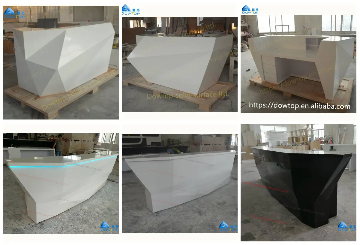 Custom Modern Design S-shaped Wood Solid Surface Two-color Splicing Led ...