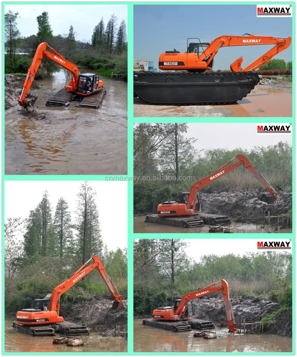 35 Ton Long Reach Boom Float Excavator With Side Pontoon,Additional ...