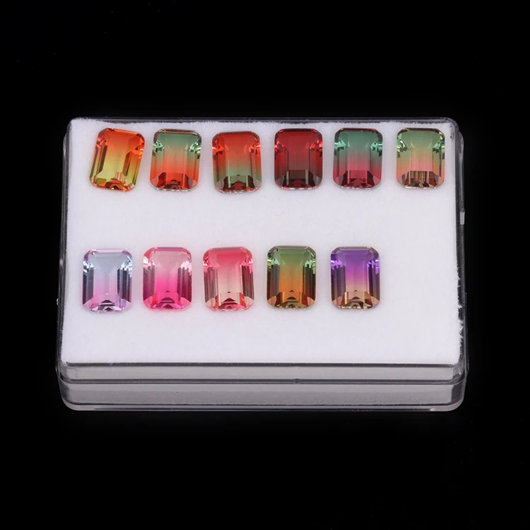 Wholesale Lab Created Emerald Cut Watermelon Tourmaline