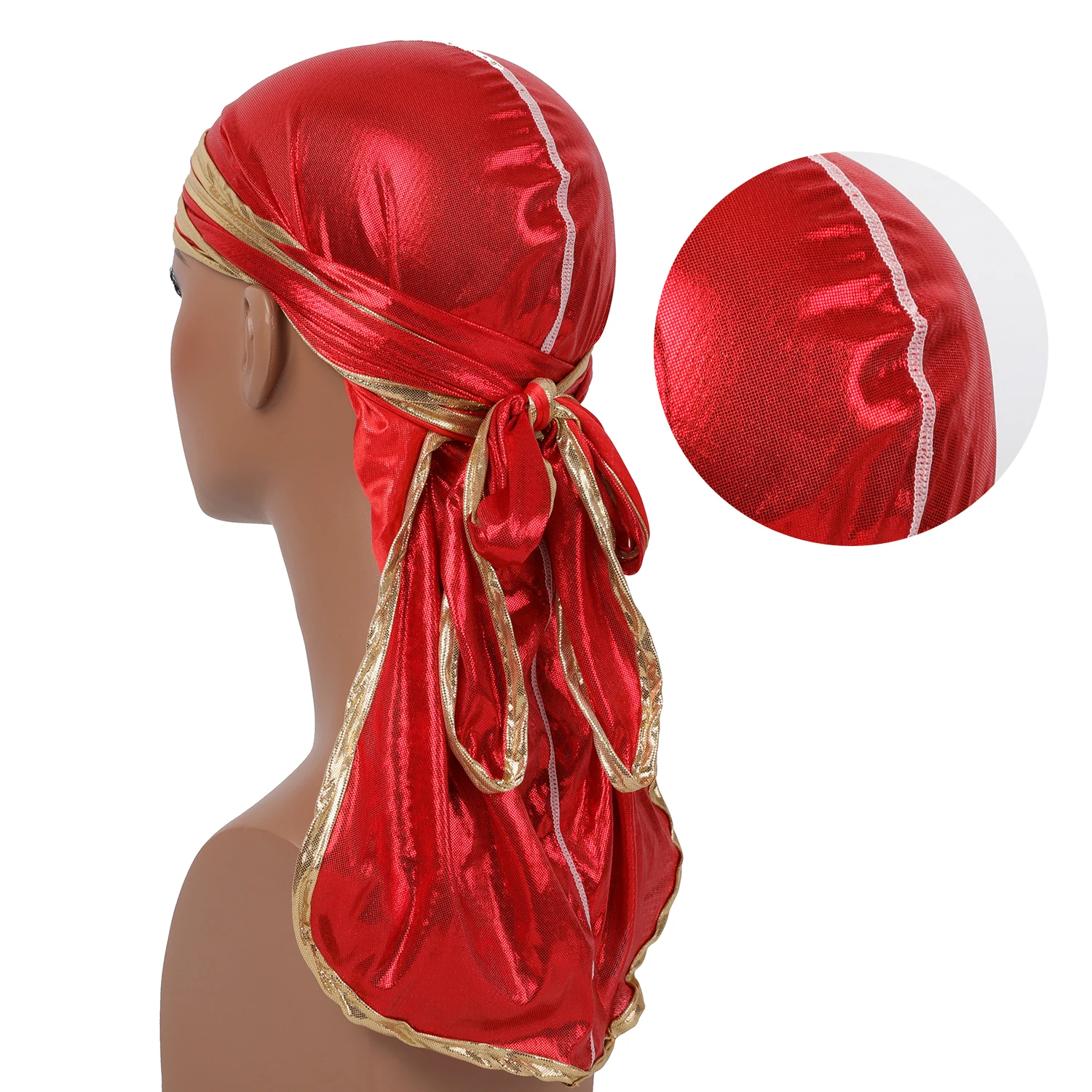 Fashion Men's Shiny Silky Durags Turban Hat Men Silk Durag Doo Rag ...