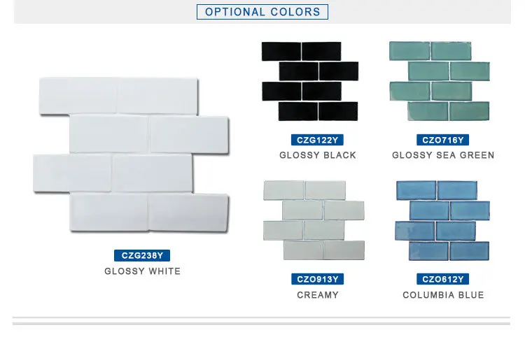 Decorative 3x6 Glossy Rectangle Background Brick Tiles Ceramic Rustic ...