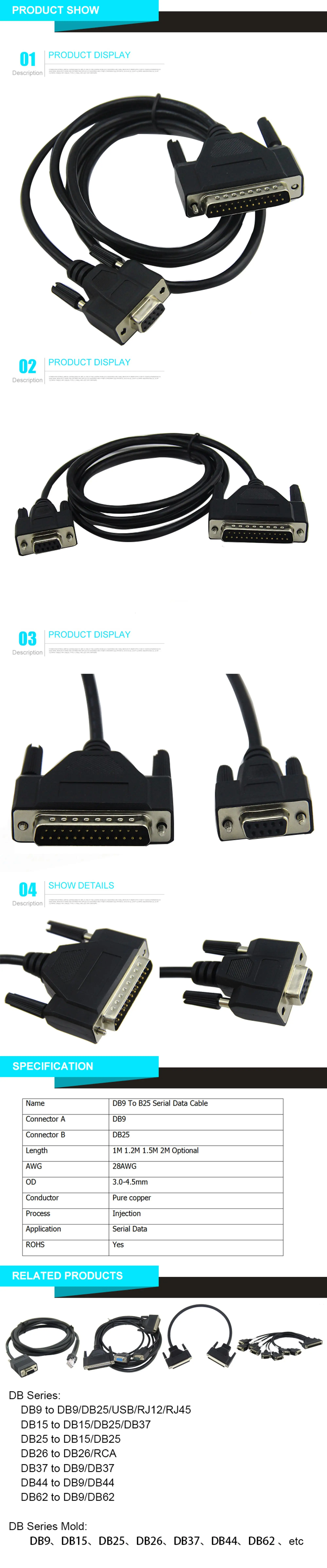 Db9 Female To Db25 Male Serial Port Cable Rs232 - Buy Db9 Female To ...