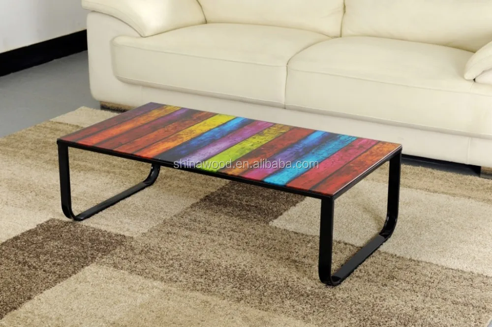 Modern High Glossy Mdf Wooden Table Top Stainless Steel Base Living ...