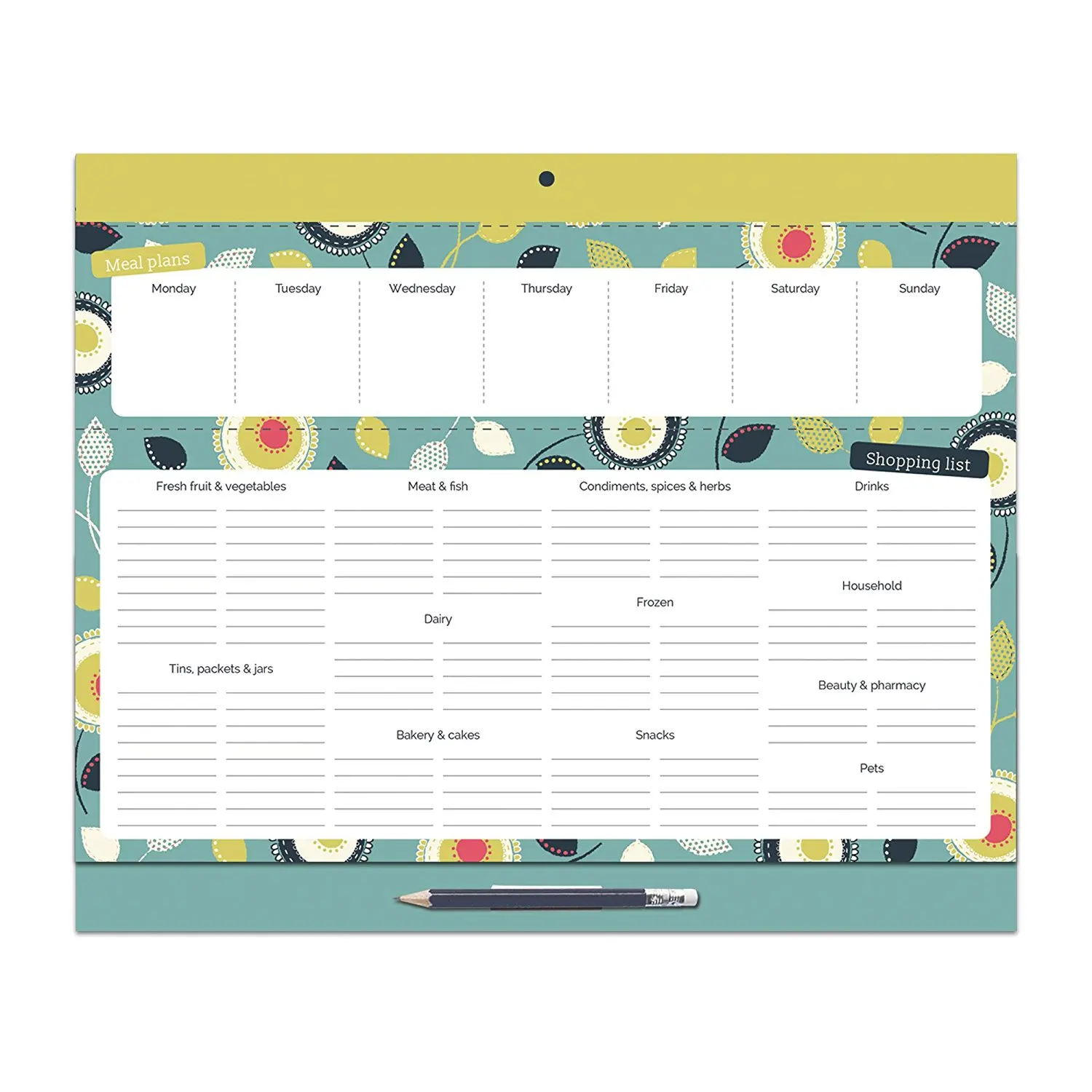 Buy Magnetic Weekly Meal Planner And Grocery List Notepad Perforated