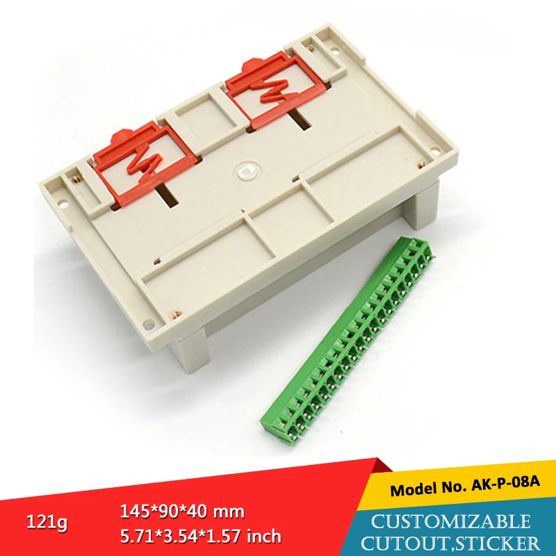 With Terminal Block Plastic Din-rail Enclosure For Electronic Pcb ...
