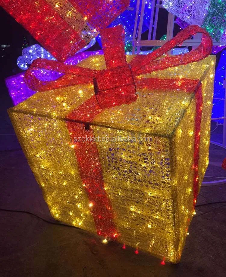 2D and 3D LED Christmas Gift Box Lights for Holiday Decor
