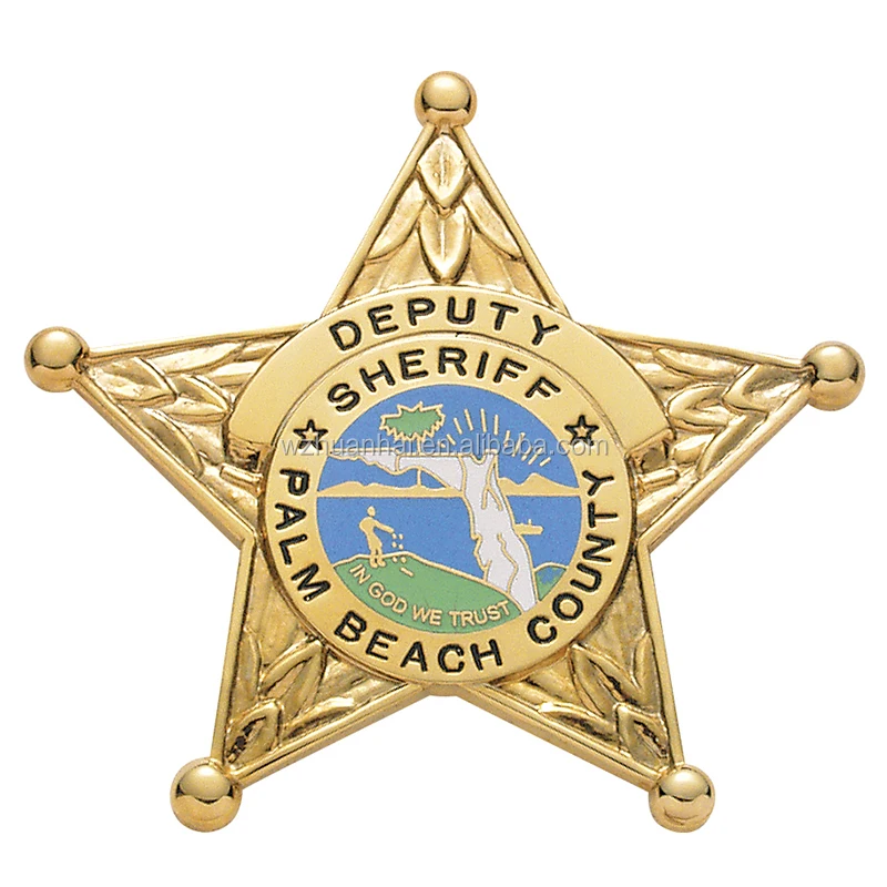 Custom Personalized Interpol Sheriff Star Pin Metal Badges With Design ...