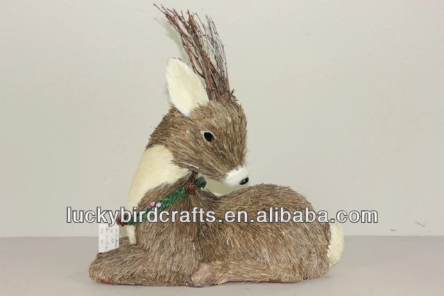 Christmas Straw Deer/reindeer Ornaments With Wreath/straw And Bristle ...
