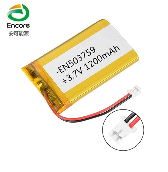 3.7v 1200mah 503759 Lipo Battery Rechargeable Lithium Polymer Ion ...