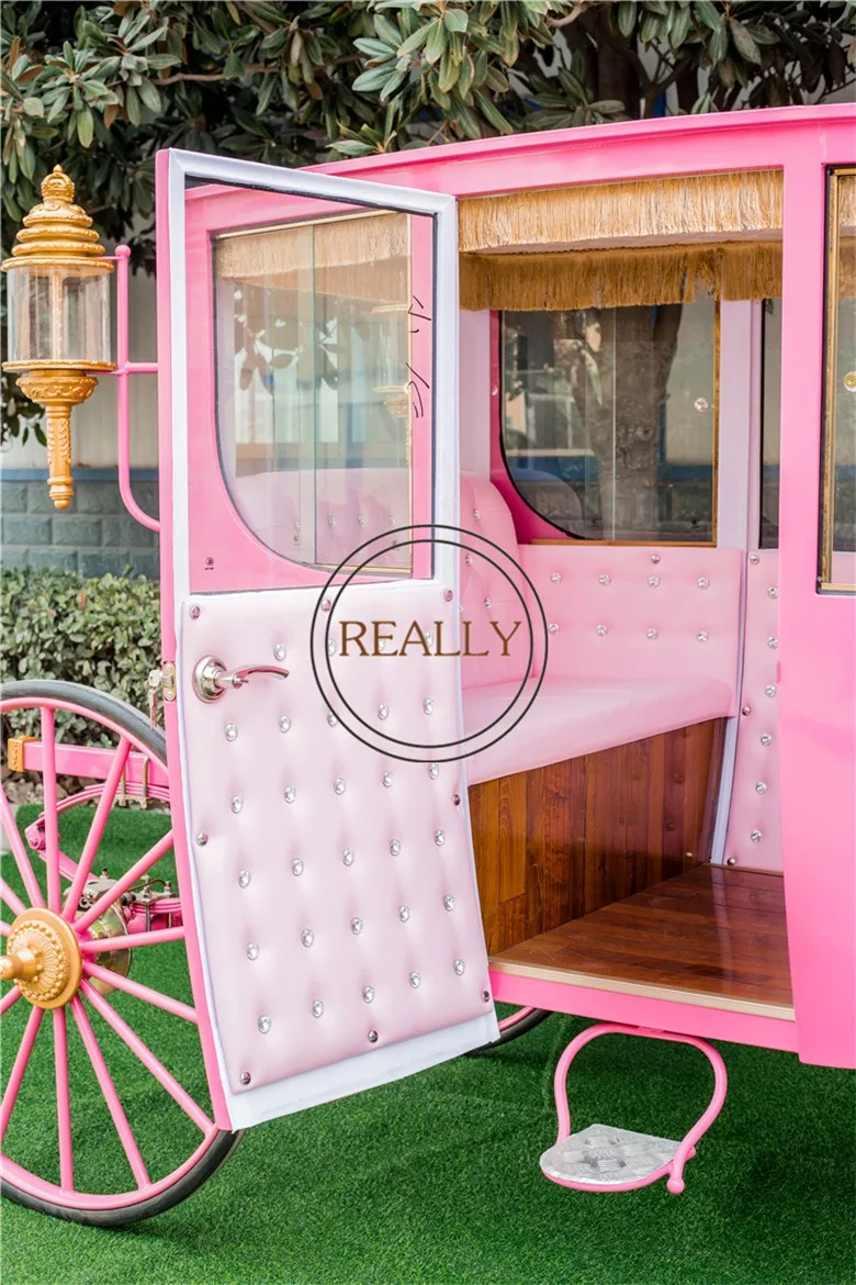 Pink Horse and Carriage - Elegant Wedding Scenic Spot Trailer