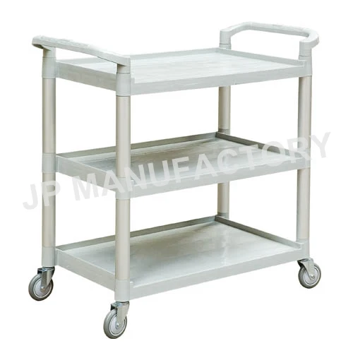 Small Grey Utility Cart Service Cart 3 Shelves Pp Plastic Canteen ...
