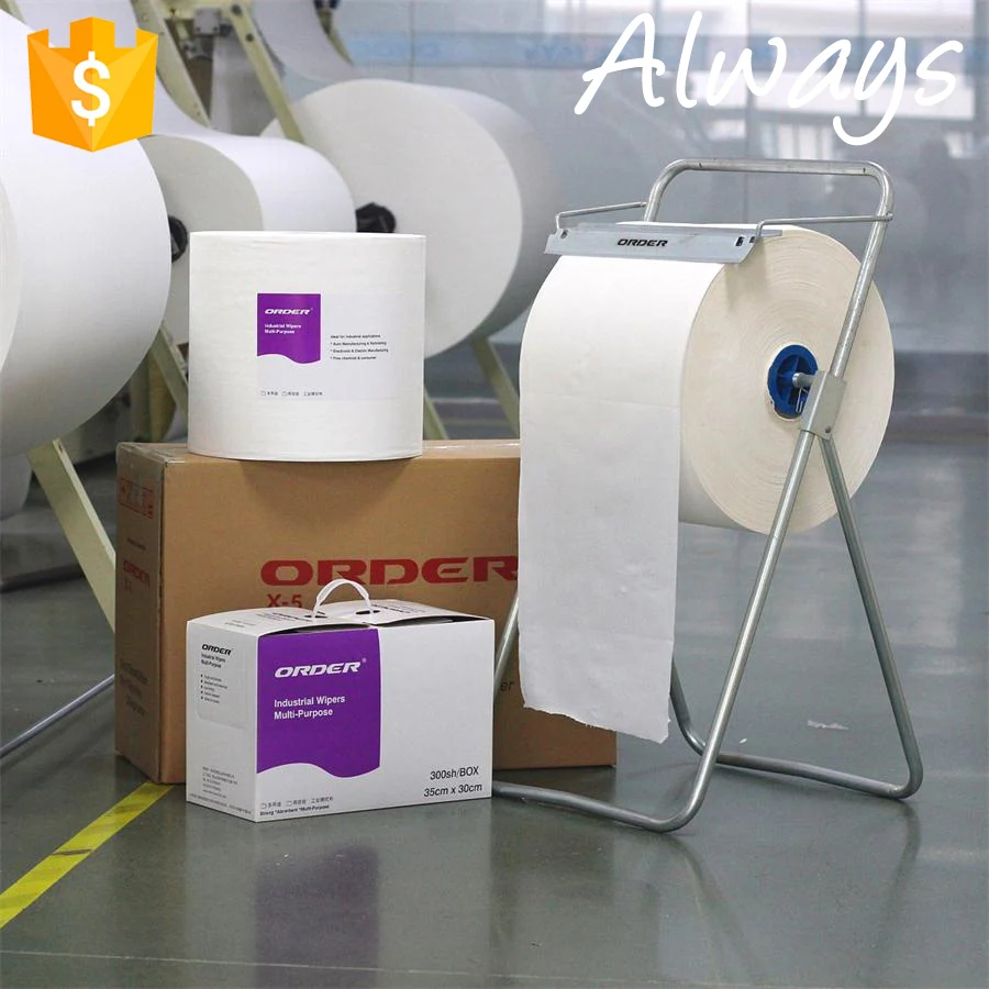 Non Woven Perforated Roll of White Wipers Woodpulp/PP Industrial ...