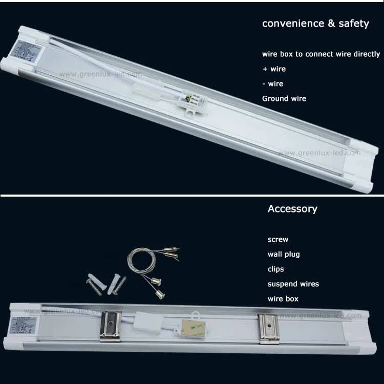 Tri-proof Led Light 1200mm 1500mm Slim Flat Wide Fluorescent Batten ...