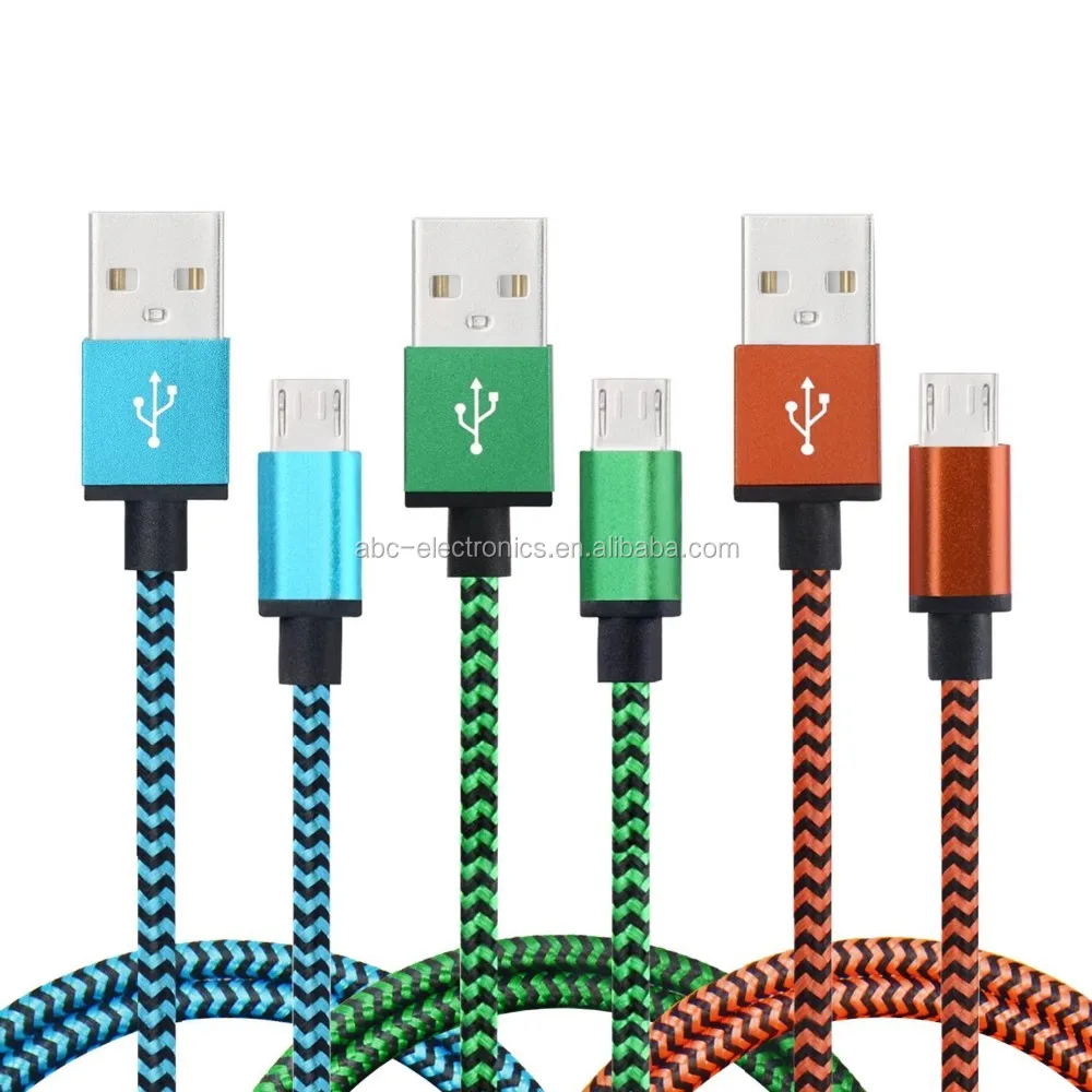 High Quality 2m Nylon Braided Micro Usb Data Cable V8 Charger Cords For ...