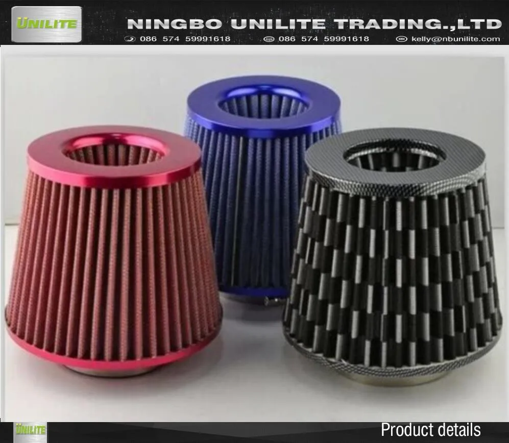 3.5"w Cold/short Ram Intake Universal High Flow Cone Red Air Filter ...