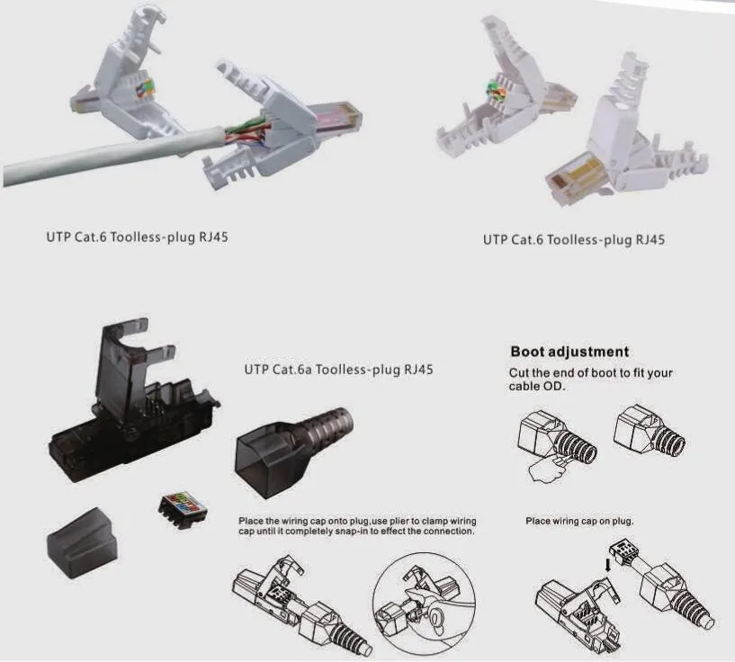 Rj45 Double Twins Stp Cat.6a Or Cat.6 Connector Toolless Cat6a Modular ...