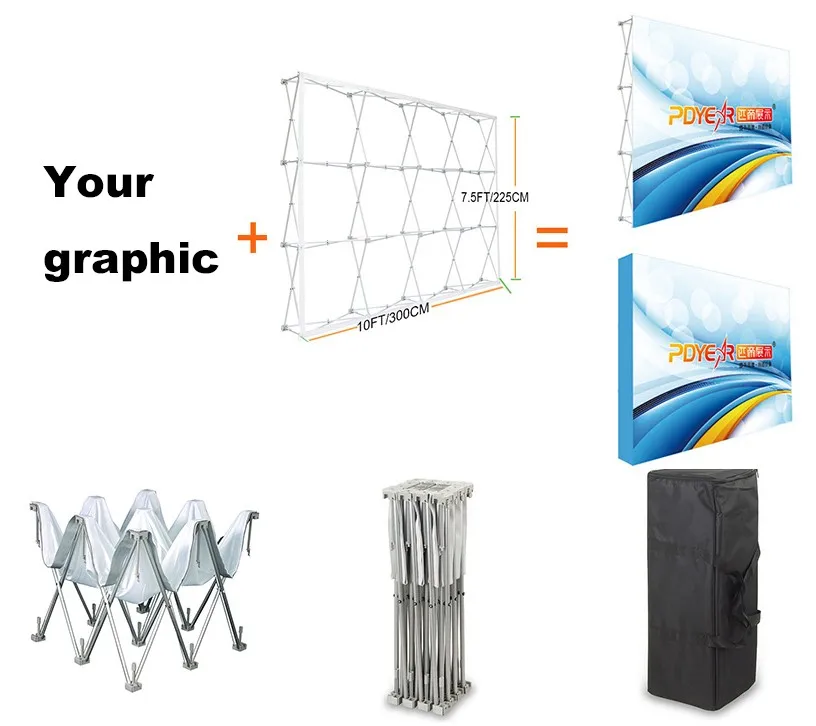 Portable Exhibition Booth Wall Banner Stand Straight Backdrop Tension ...
