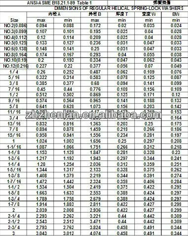 ANSI/ ASME B18.21.1 Standard Spring Washer for Lock Nuts ISO