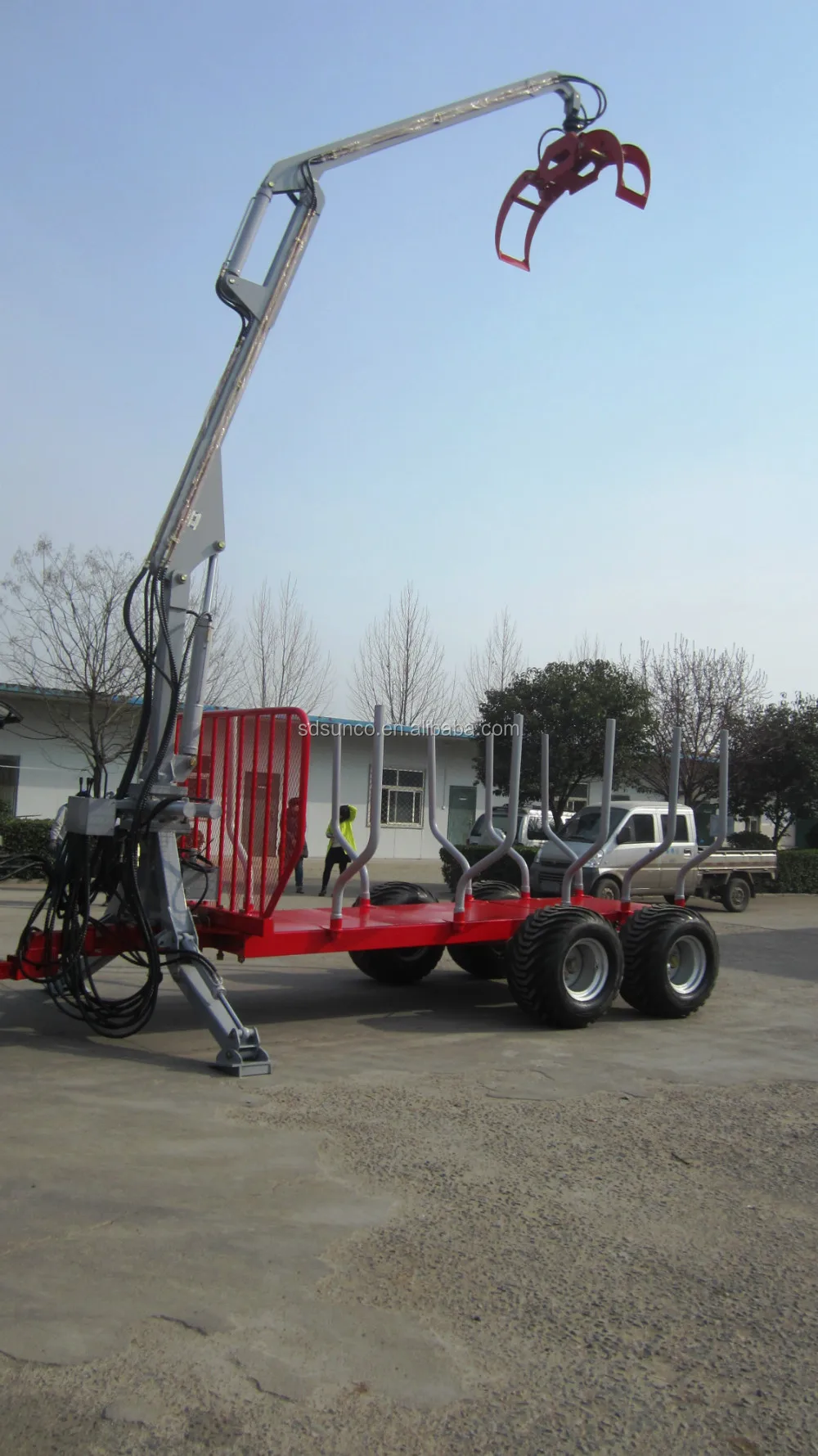 Hydraulic Timber Trailer With Telescopic Crane,Log Trailer With Crane ...