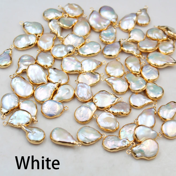 Natural Freshwater Baroque Pearls Copper Edging Irregular Shaped Pearl ...